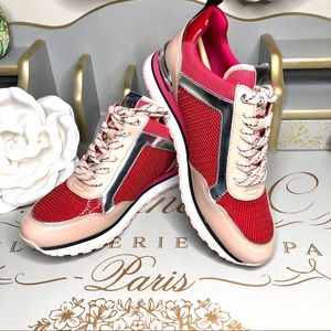 Michael Kors | Shoes | Michael Kors Pink Red Maddie Trainer Sneaker ...